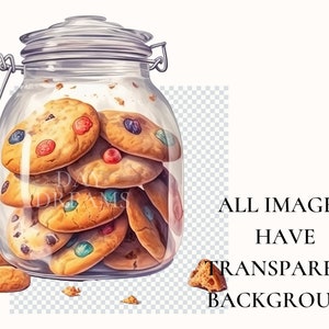 Watercolor Jar of Sweets Clipart, Candy Jar Clipart Bundle, Cute Cookie ...