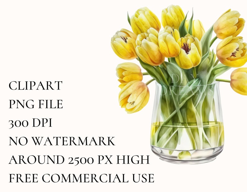 Yellow Tulips Clipart, Spring Wedding Flowers Clipart Bundle ...