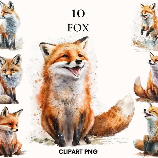 Watercolor Fox - Etsy