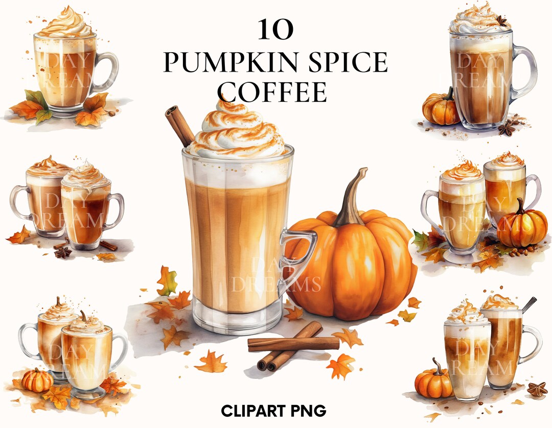 Watercolor Pumpkin Spice Coffee Clipart, Autumn Clipart Bundle, Coffee ...