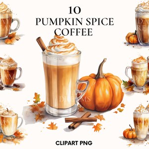 Watercolor Pumpkin Spice Coffee Clipart, Autumn Clipart Bundle, Coffee ...