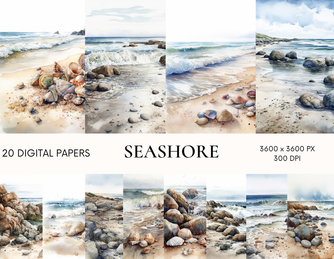 Seashore Digital Paper, Beach Instant Download, Commercial Use ...
