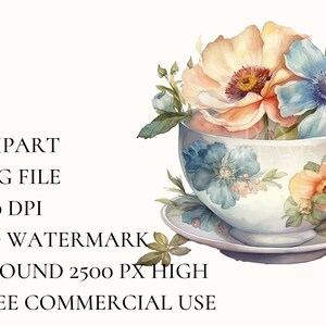 Watercolor Tea Cup Clipart, Tea Party Clipart Bundle, Cute Japanese Tea ...