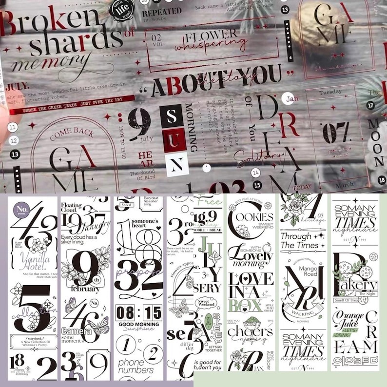 English Text and Numbers PET Tape - Sample Loops - Etsy