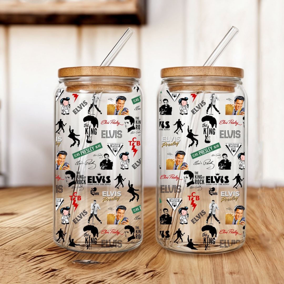 Elvis Presley Personalized 16oz Glass Cup, Elvis Presley Custom Iced ...