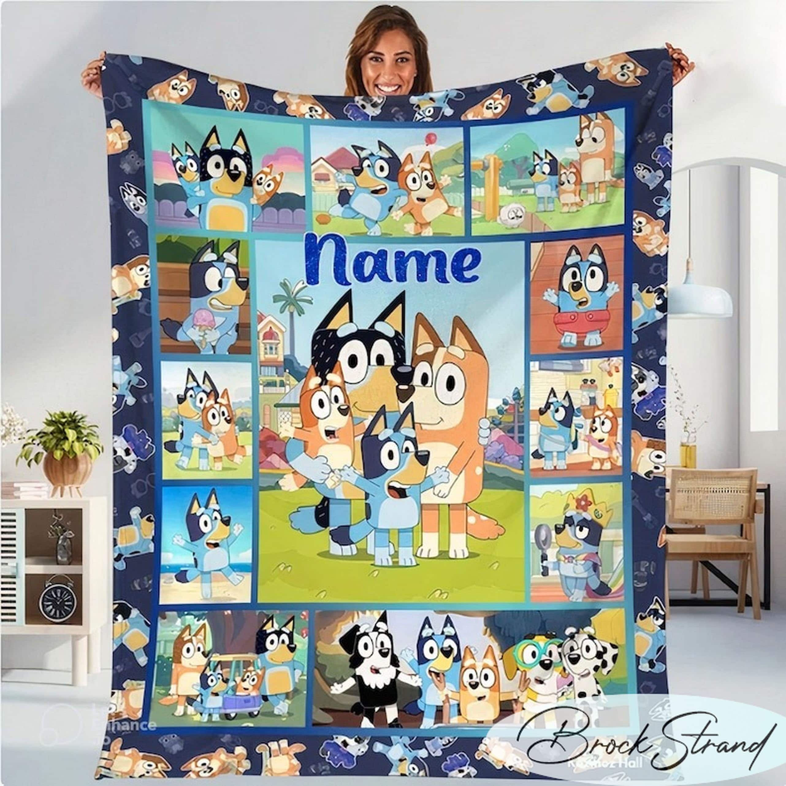 Bluey Family Personalized Blanket, Bluey Soft Cozy Fleece Blankets ...