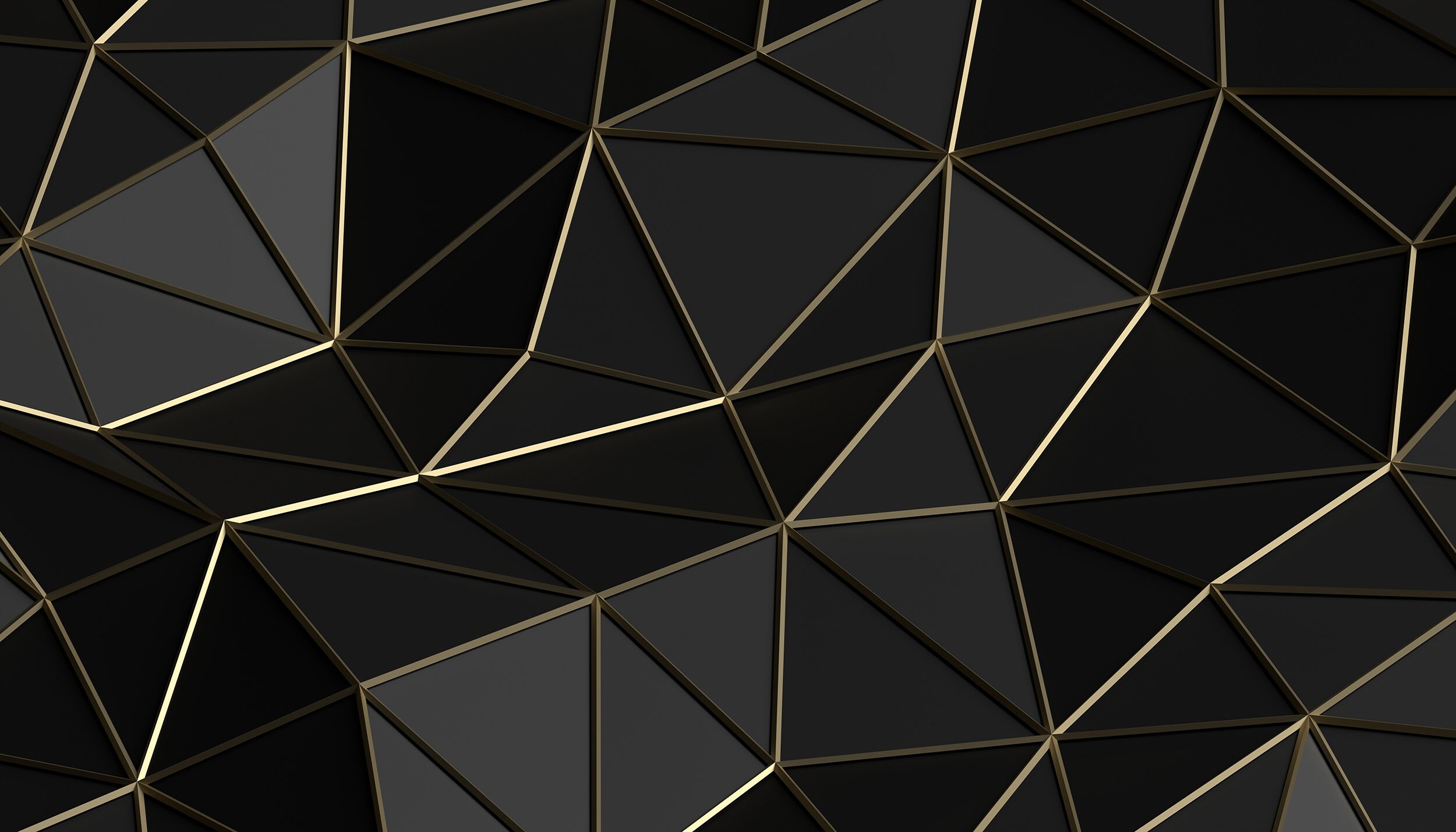 Abstract Black Polygonal Shapes Pattern Golden Lines Wallpaper for ...