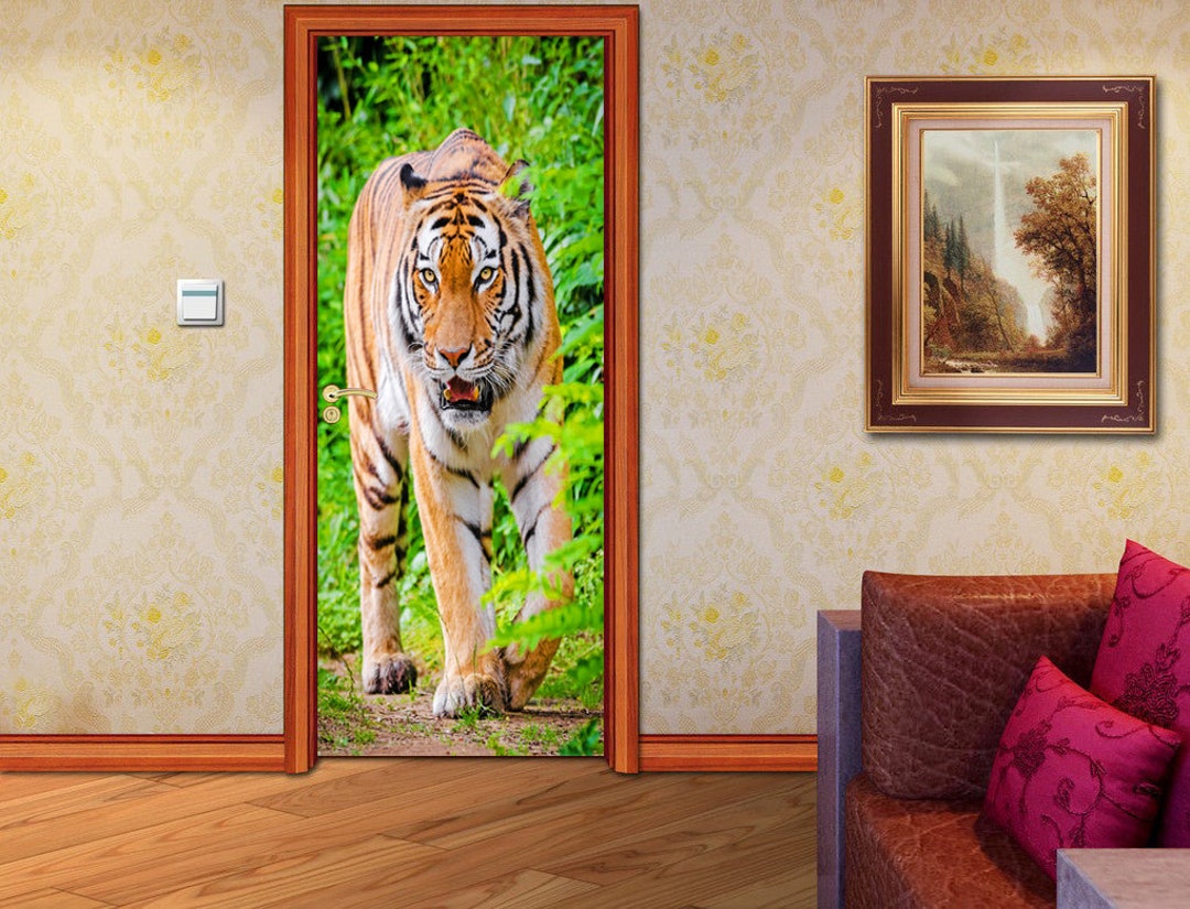 Tiger Door Wallpaper Decal Removable Sticker Personalized Name D58 - Etsy
