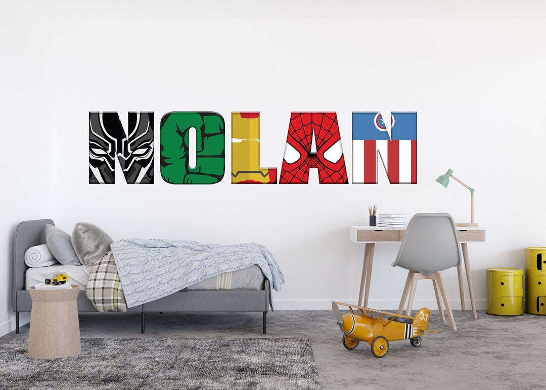 Marvel Avengers Superheroes Personalized Custom Name Wall Sticker Decal ...