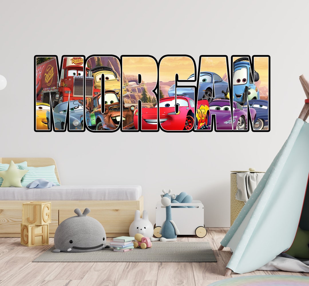 Cars Movie Wall Stickers Custom Name Children's Popular Characters Room ...