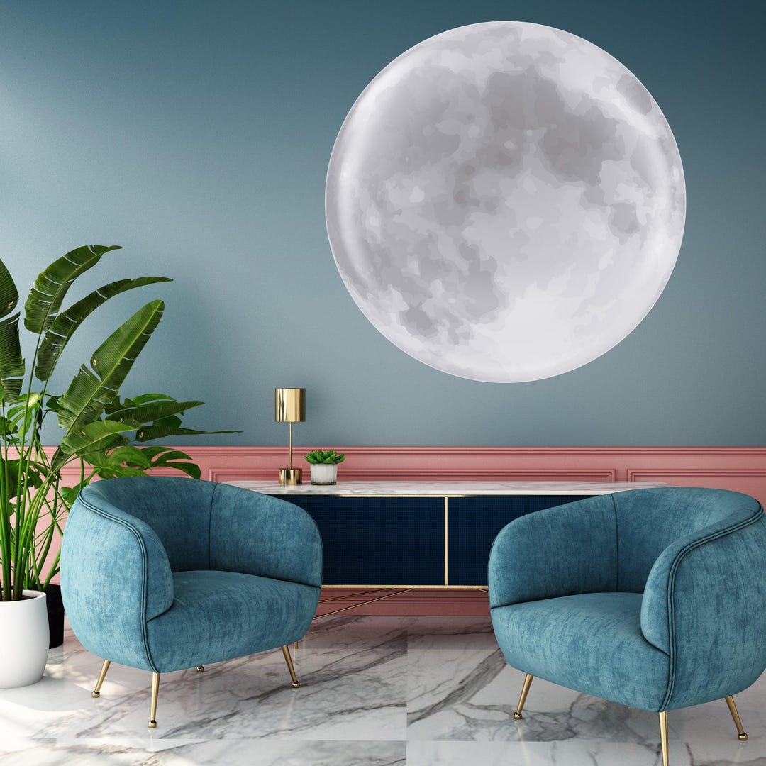 Full Moon Wall Decal Sticker Space Room Art Mural OR35 - Etsy