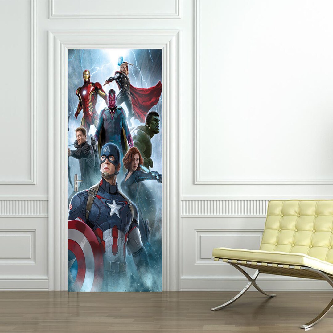 Superhero Popular Characters Door Wallpaper Decal Kids Room Wall/door ...
