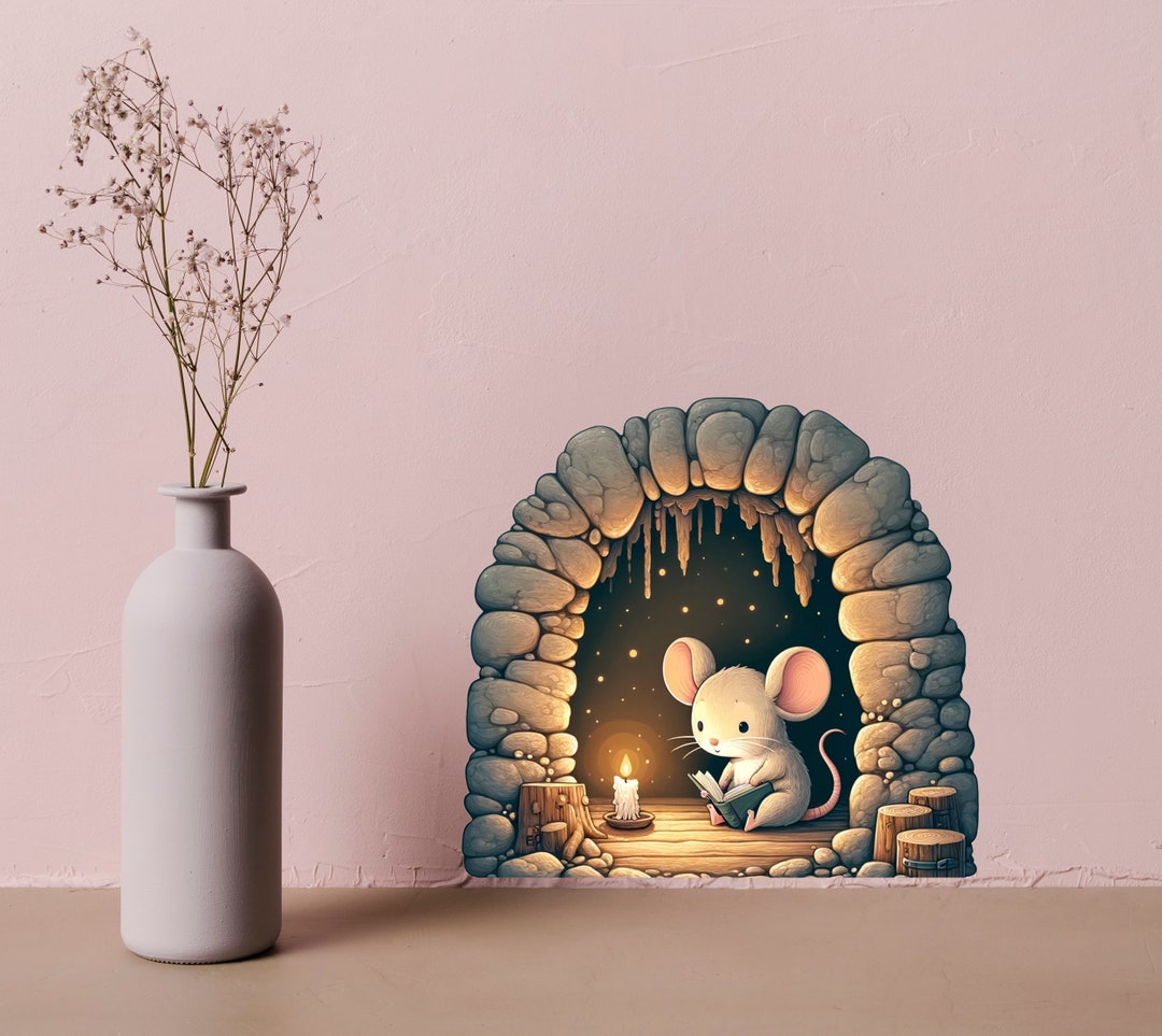 Candle Light Mouse Hole Book Reading, Inside His Mouse Tunnel - Wall ...