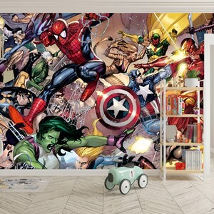 Kids Popular Characters Self-adhesive Wallpaper Mural Home Wall Art ...