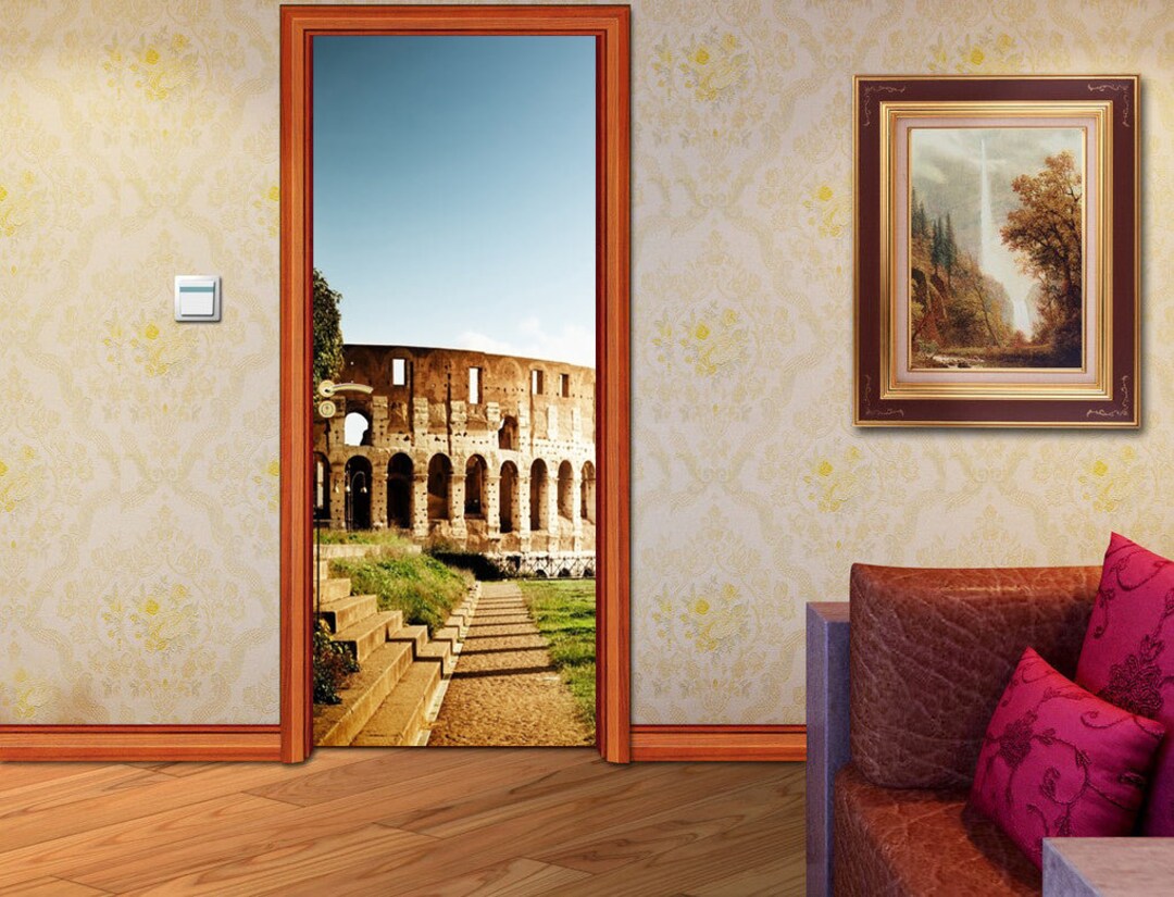 Rome Colosseum Door Wallpaper Decal Removable Sticker Personalized Name ...