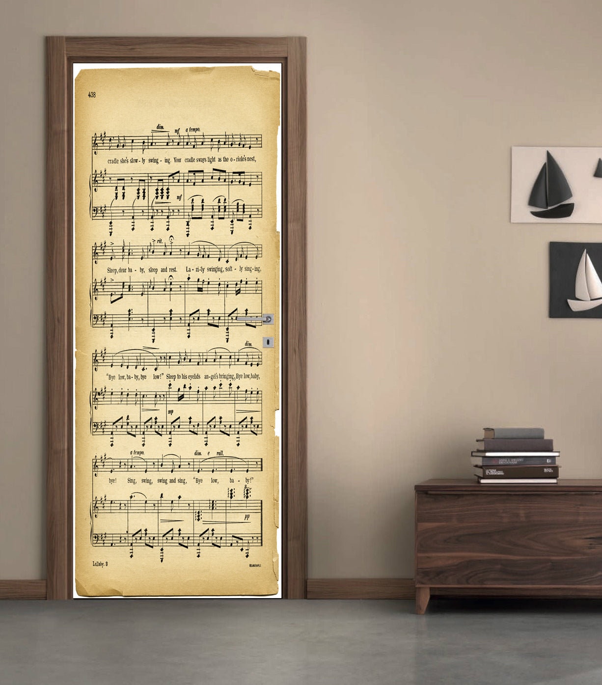 Musical Notes Sheet Door Wallpaper Decal Removable Sticker Personalized ...