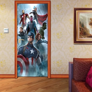 Superhero Popular Characters Door Wallpaper Decal Kids Room Wall/door ...