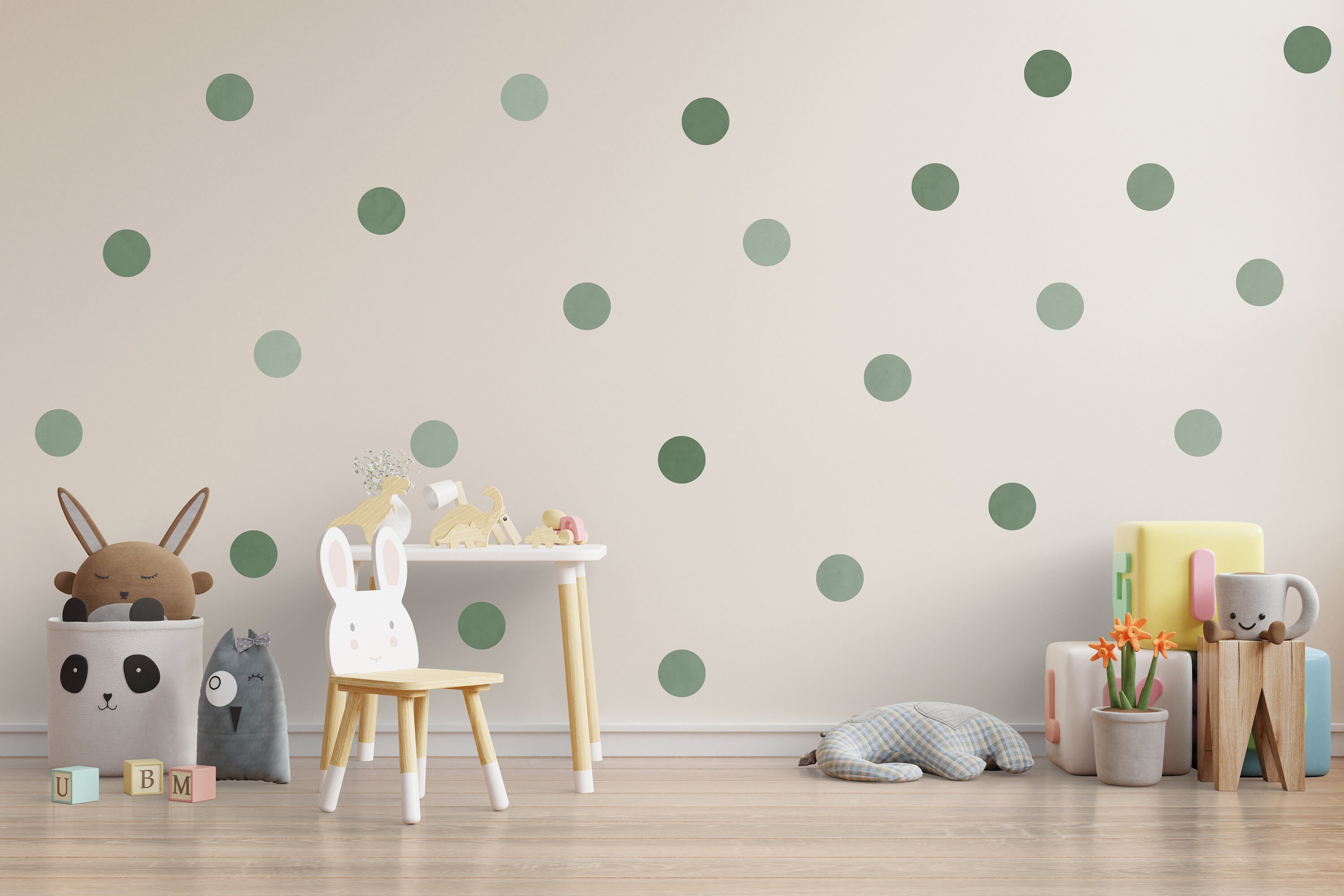 Sage Green Watercolor Polka Dot Wall Stickers Room Decorations ...