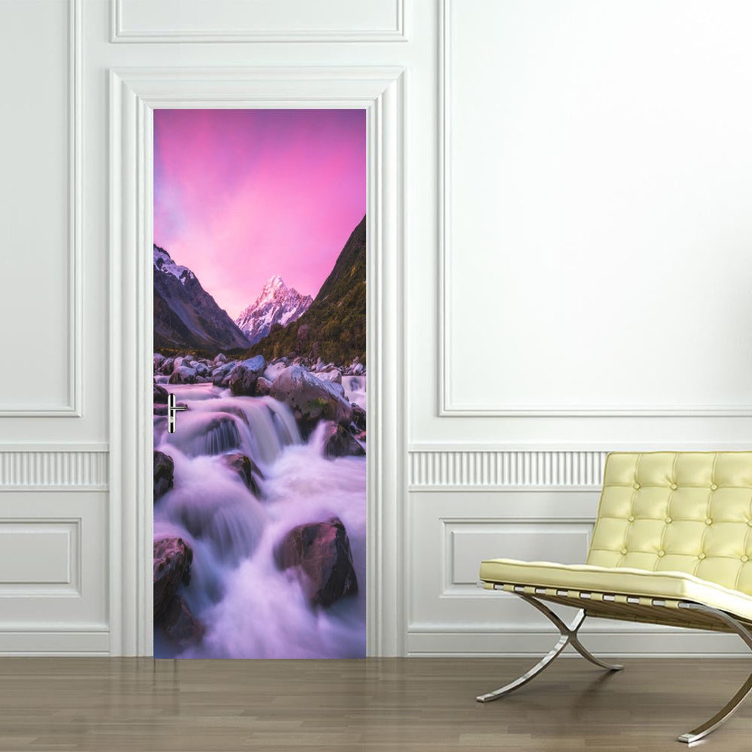 Purple Sunset Door Wallpaper Decal Removable Sticker Personalized Name ...