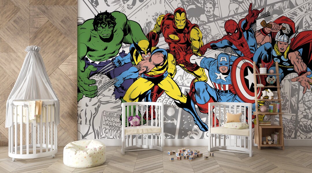 Kids Popular Characters Self-adhesive Wallpaper Mural Home Wall Art ...