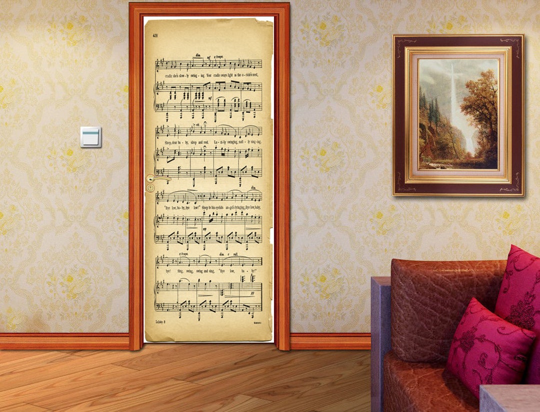 Musical Notes Sheet Door Wallpaper Decal Removable Sticker Personalized ...