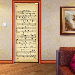 Musical Notes Sheet Door Wallpaper Decal Removable Sticker Personalized ...