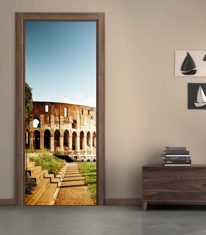 Rome Colosseum Door Wallpaper Decal Removable Sticker Personalized Name ...