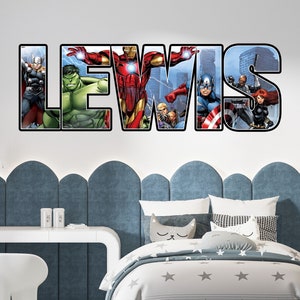 Personalized Superhero Wall Stickers Custom Name Children's Popular ...