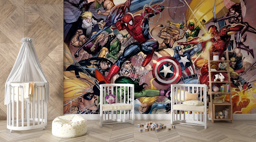 Kids Popular Characters Self-adhesive Wallpaper Mural Home Wall Art ...