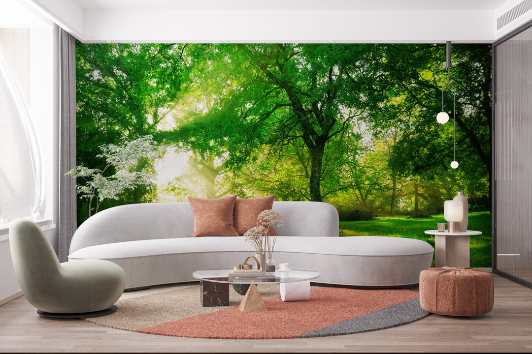 Green Trees Forest Nature Photo Wallpaper for Living Room Bedroom Home ...