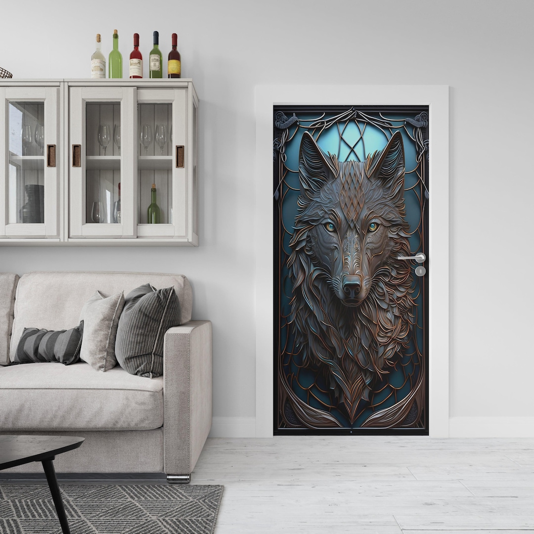 Wolf DOOR Wallpaper Mural Decal Removable Sticker Home Decor OR46 - Etsy