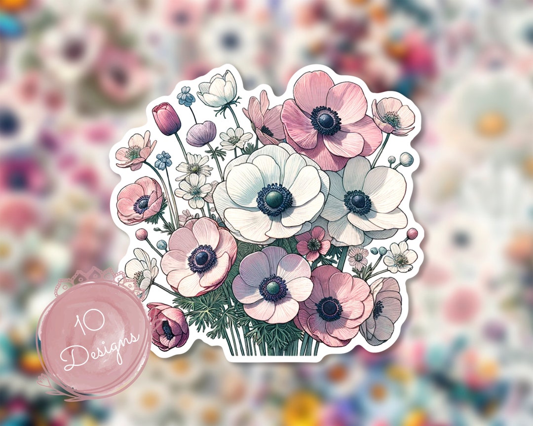 Hand Drawn Wildflower Bunch Sticker - Various Sizes & Designs 3/4/6 In ...