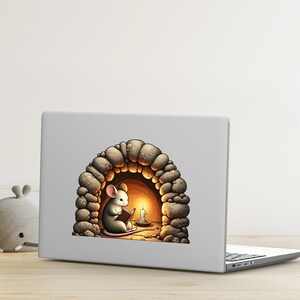 Mouse Reading a Book, Inside His Mouse Tunnel - Cute Wall Decal Sticker ...