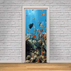 Tropical Fish Coral Reef Personalized Name Door Wallpaper Decal ...