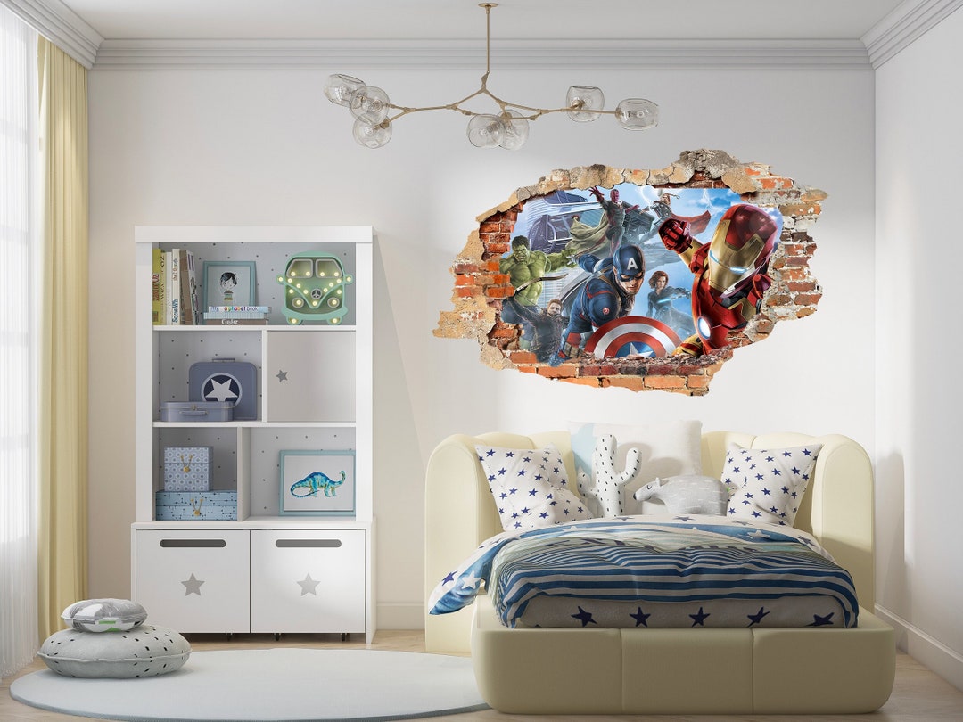 Superheroes Children's Popular Characters Room Decorations Removable 3D ...