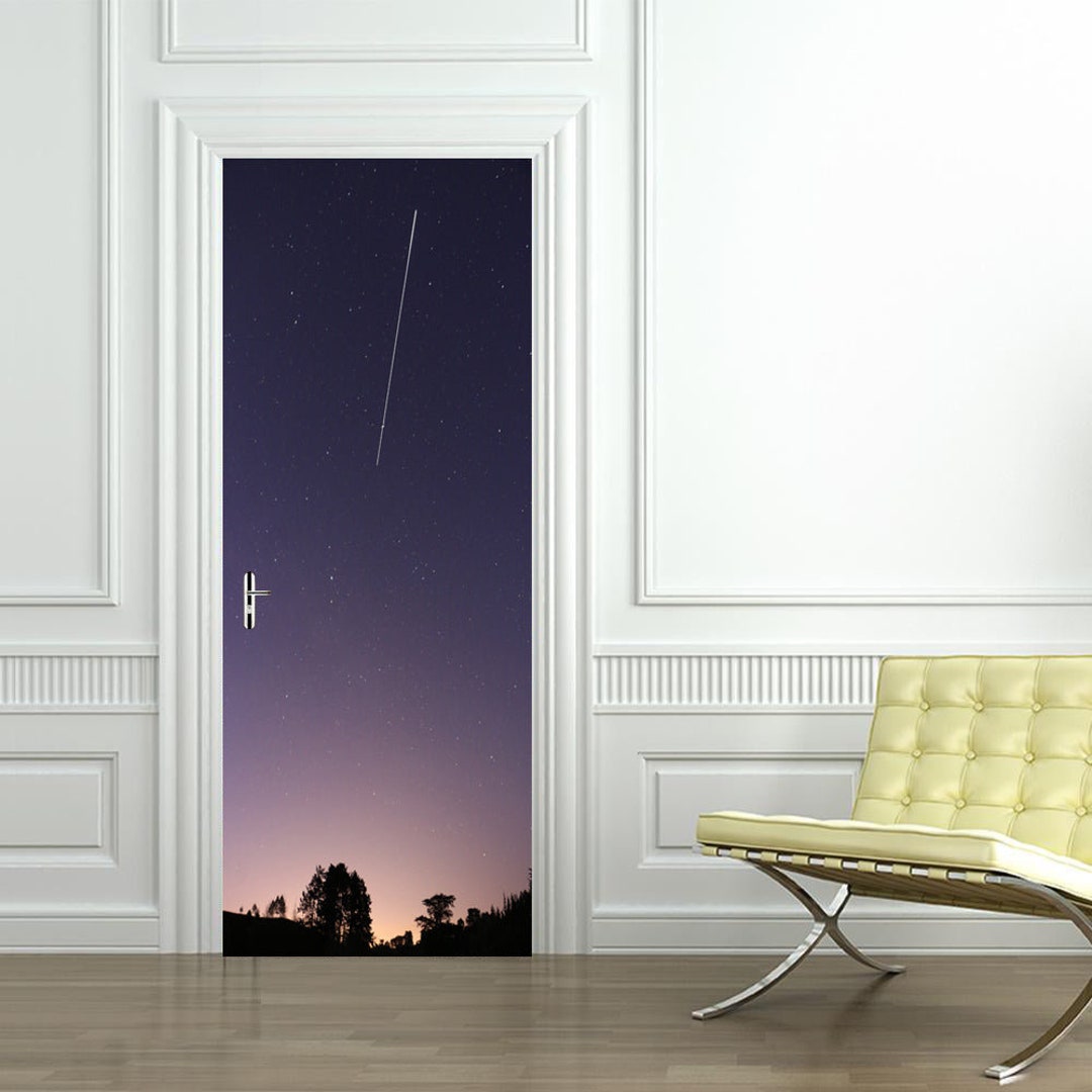 Starry Night Comet Door Wallpaper Decal Removable Sticker Personalized ...