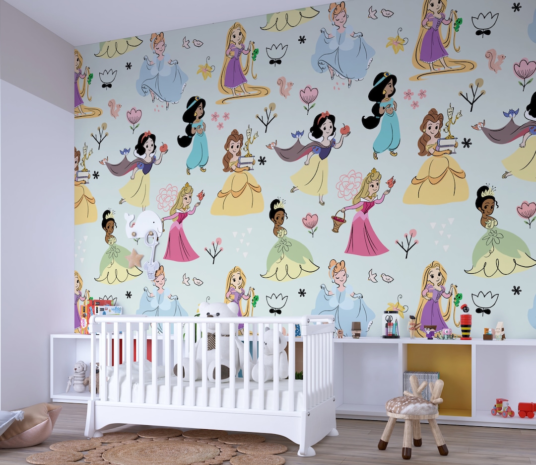 Cute Princess Wallpaper for Living Room / Bedroom Home Decor Wall Art ...