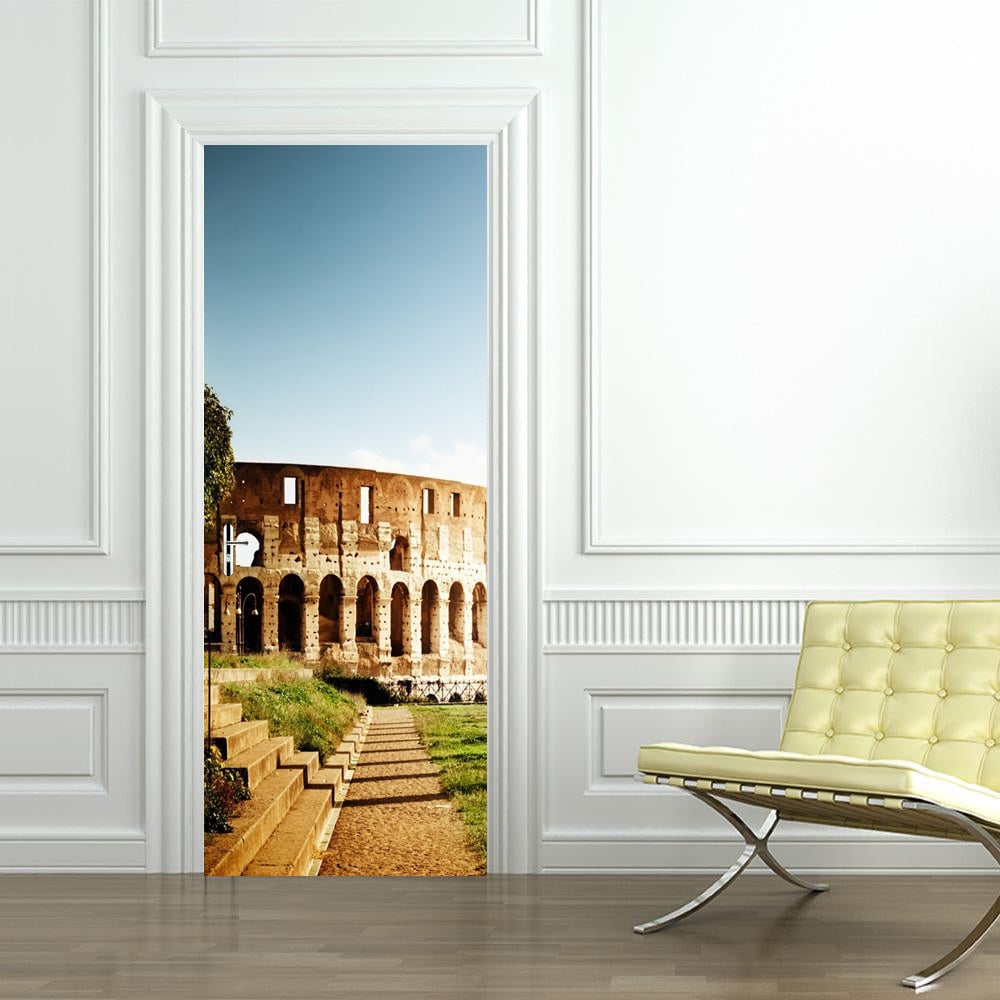 Rome Colosseum Door Wallpaper Decal Removable Sticker Personalized Name ...
