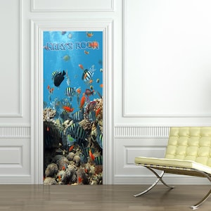 Tropical Fish Coral Reef Personalized Name Door Wallpaper Decal ...