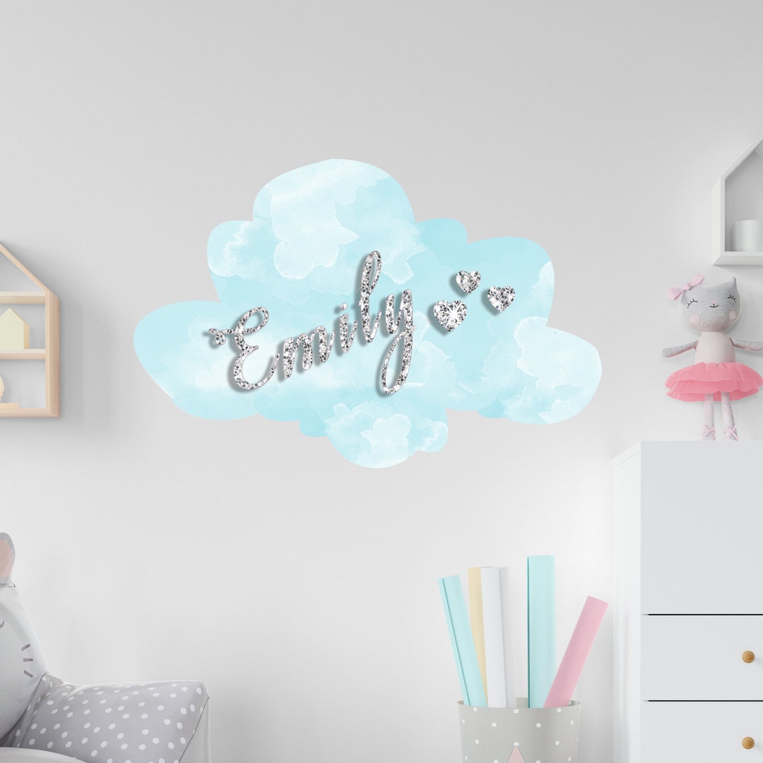 Watercolor Cloud Personalized Name Children Room Decorations Removable ...