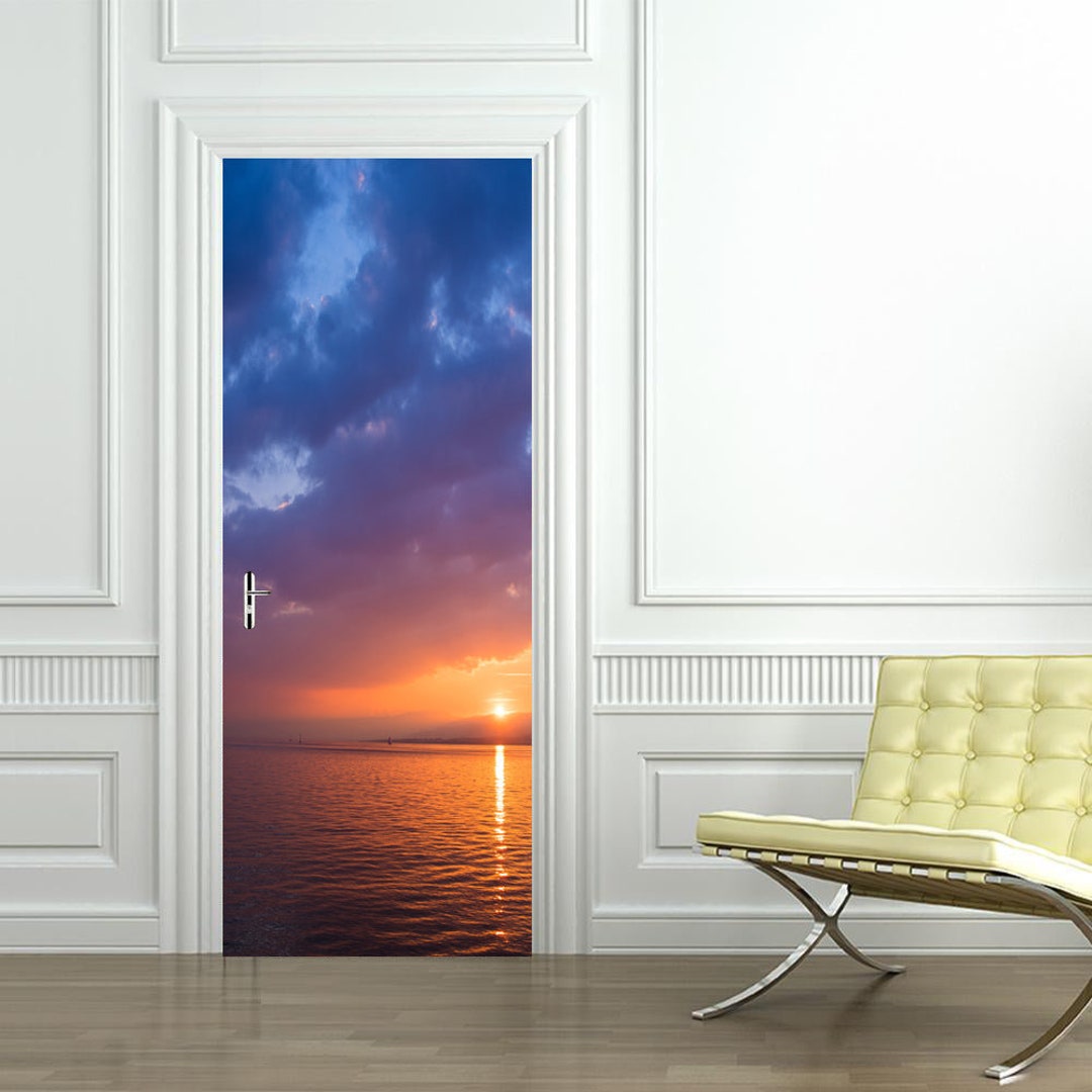 Ocean Sunset Door Wallpaper Decal Removable Sticker Personalized Name ...