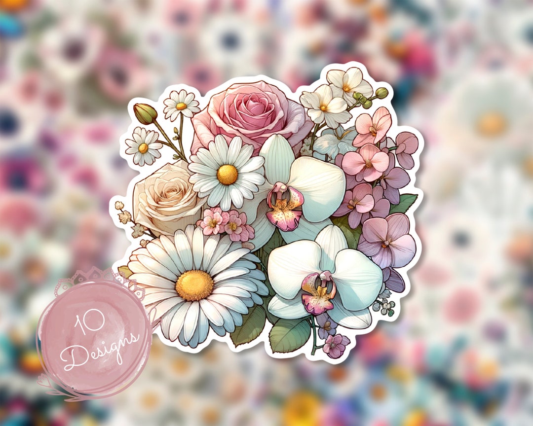 Watercolor Wildflower Bunch Sticker - Various Sizes & Designs 3/4/6 In ...