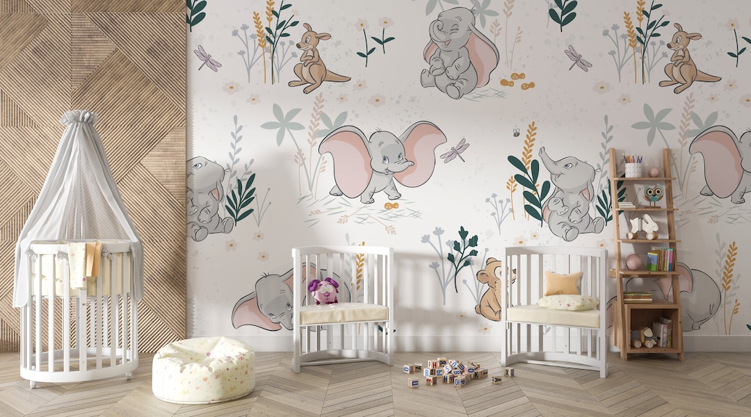 Dumbo Disney Woven Self-adhesive Removable Wallpaper Modern Mural - Etsy