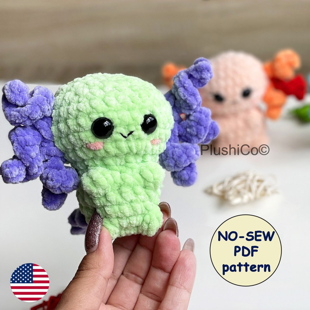 Axolotl No Sew CROCHET PATTERN, Easy Amigurumi PDF Beginner Tutorial ...