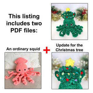 Christmas Squid CROCHET PATTERN, Christmas Tree Amigurumi Octopus ...