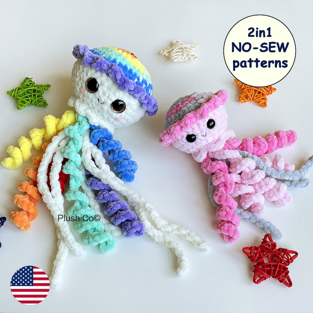Jellyfish Crochet Patterns, No-sew Amigurumi, Easy Sea Creatures for ...