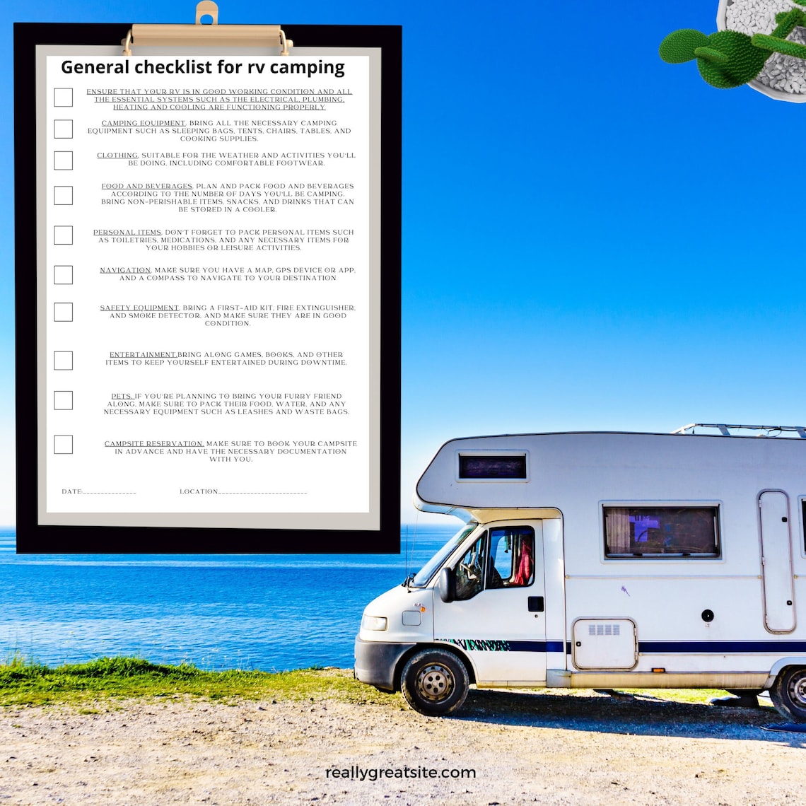 PDF Printable Rv Checklist. Caravan Checklist. Camping Checklist ...