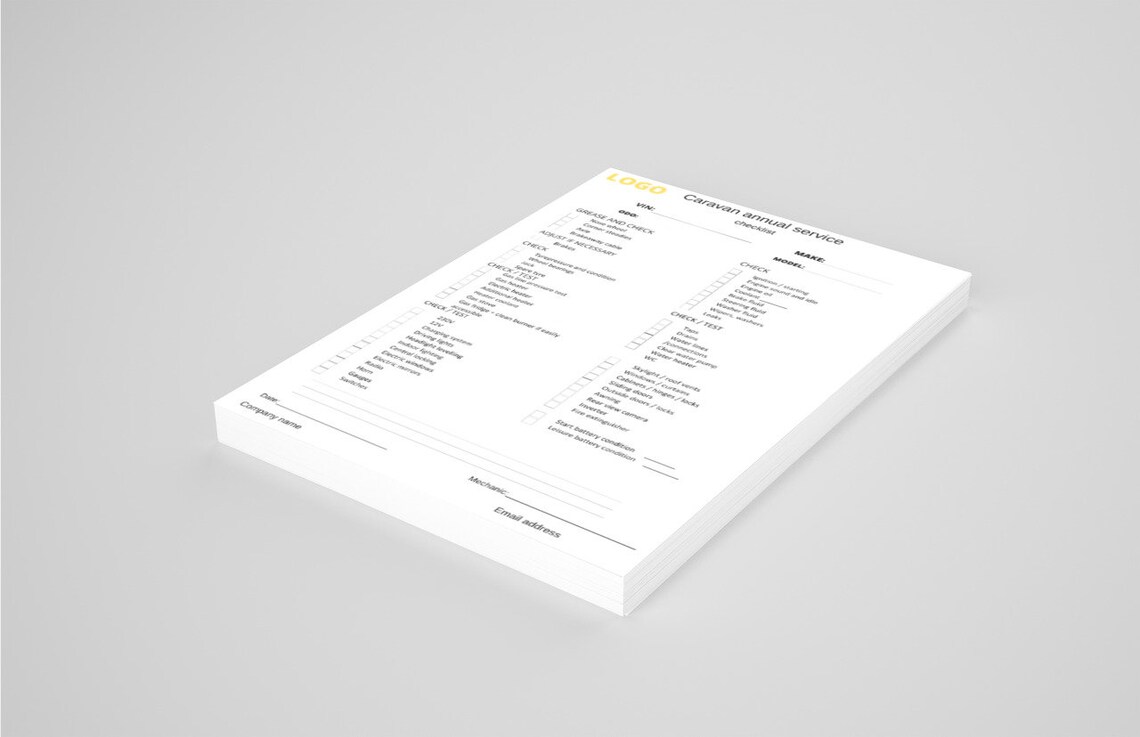 PDF Printable Caravan Service Checklist, RV Checklist, Annual Service ...