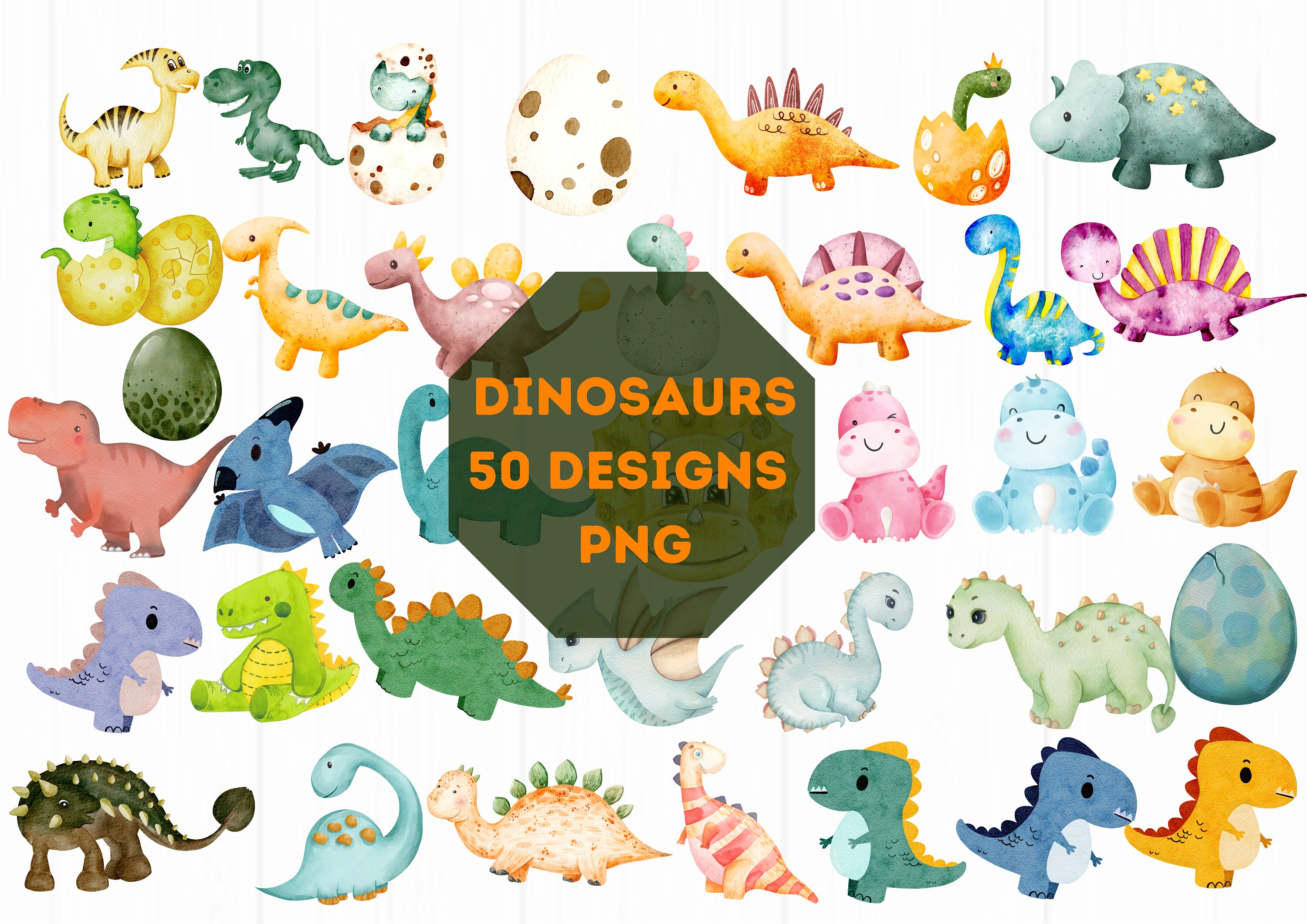 Watercolor Dinosaurs Clipart, Cute Dinosaurs Clipart PNG, Baby ...