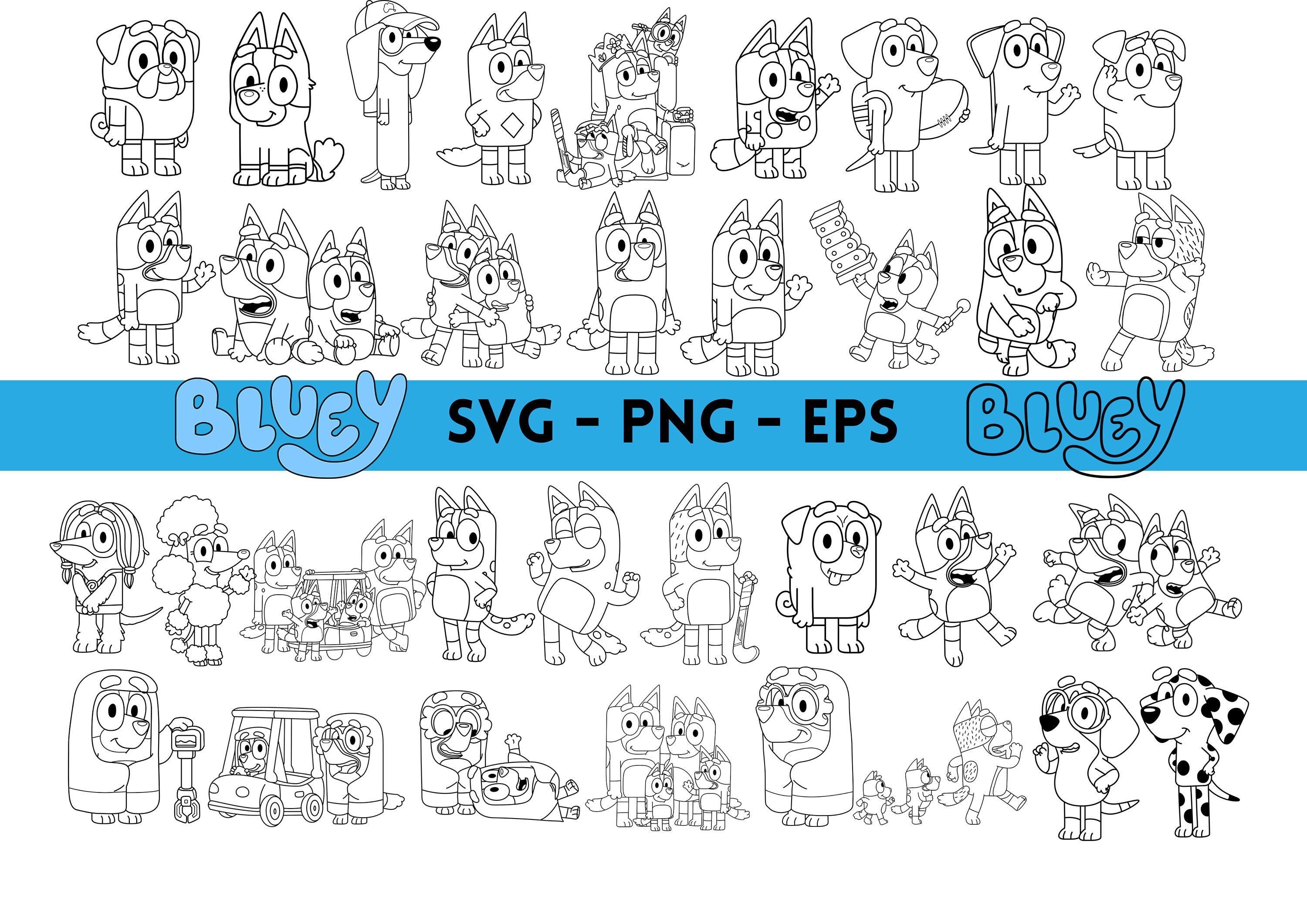 112 Bluey SVG Bundle Bluey Cut Files for Cricut Bluey Svg Clipart Bluey ...